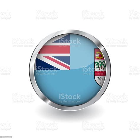 금속 프레임과 그림자 플래그 버튼입니다 플래그 아이콘 배지 광택 효과와 금속 테두리 벡터 흰색 바탕에 현실적인 벡터 일러스트입니다 0명에 대한 스톡 벡터 아트 및 기타