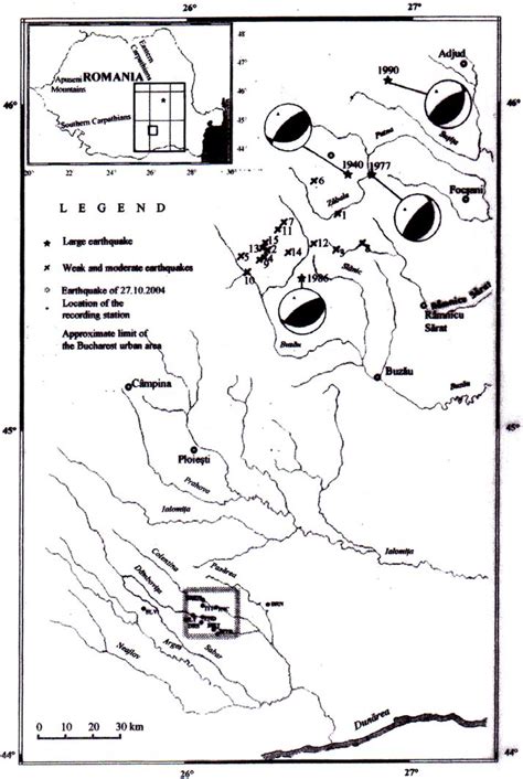 Epicenters Of The Vrancea Intermediate Depth Earthquakes Used In This Download Scientific