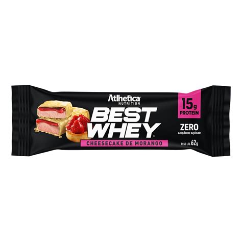 Best Whey Bar 1 Unidade 62g Cheesecake De Morango Atlhetica Nutrition