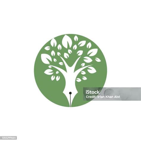트리 펜 벡터 로고 디자인 템플릿입니다 작가 와 자연 로고 개념 법에 대한 스톡 벡터 아트 및 기타 이미지 법 환경 아이콘 Istock