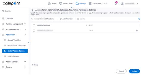 Access Tokens Permission Settings Screen