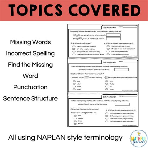 Naplan Language Conventions Practice Tests Year 3 Daily Worksheets Etsy