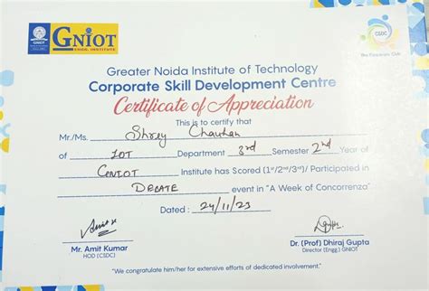 Shrey Chauhan On Linkedin Recipient Of A Prestigious Certificate In