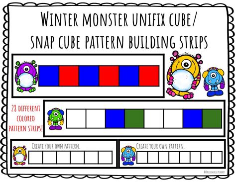 Winter Math Monster Unifix Cube Snap Cube Pattern Strips Made By
