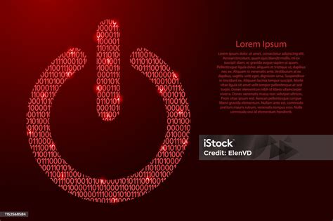 배너 포스터 인사말 카드에 대 한 빨간색과 0 이진 디지털 코드에서 전원 버튼 아이콘 추상 회로도 벡터 일러스트입니다 데이터에 대한 스톡 벡터 아트 및 기타 이미지 Istock