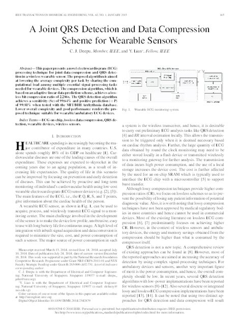 Pdf A Joint Qrs Detection And Data Compression Scheme For Wearable