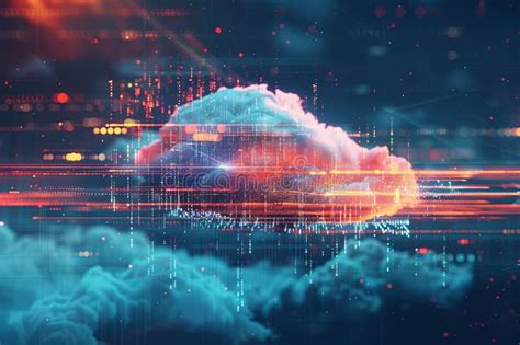 a digital abstract visualization of cloud computing featuring data