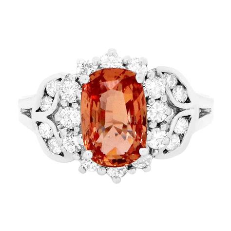 Gia Certified 186 Carat Padparadscha Sapphire And Diamond Ring At 1stdibs