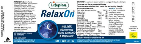 Lifeplan Relaxon 60 Tablets With 5htp And Chamomile