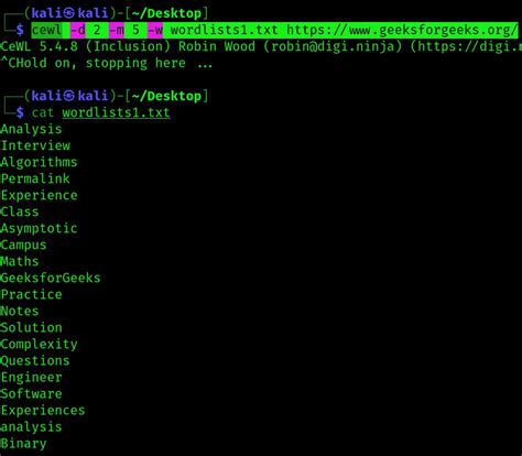 cewl tool creating custom wordlists tool in kali linux geeksforgeeks