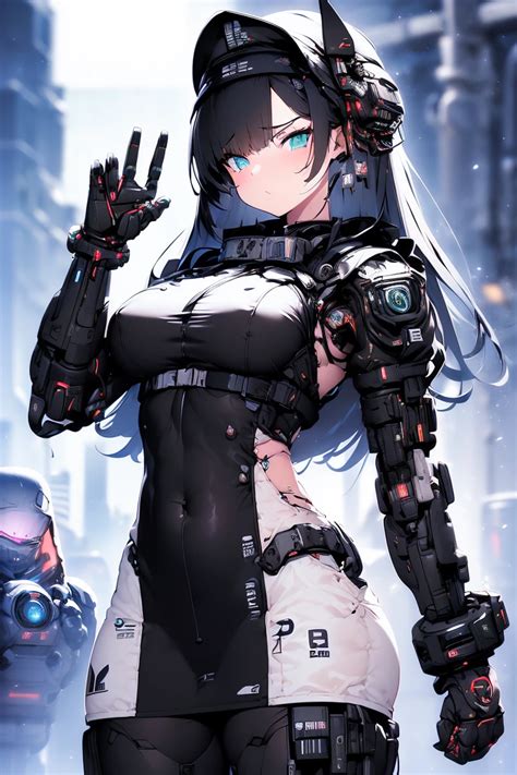 Ultra Detailed Girl Serious Face Robotic Hands Fully Robotic Seaart Ai