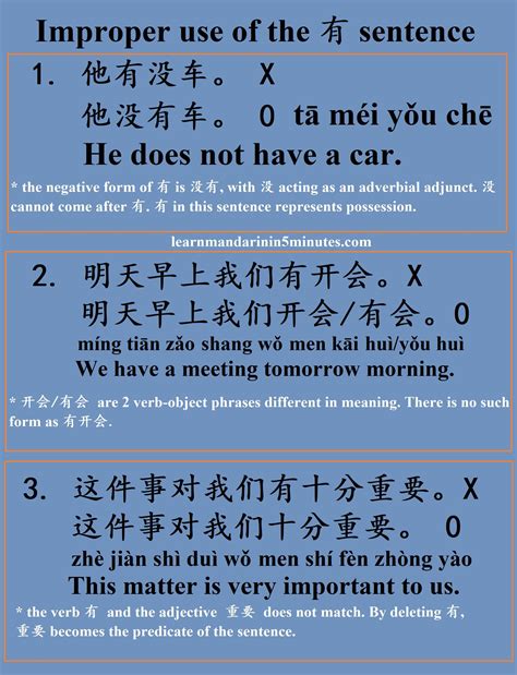 Improper Use Of 有 Sentence Chinese Phrases Mandarin Chinese Learning Learn Mandarin