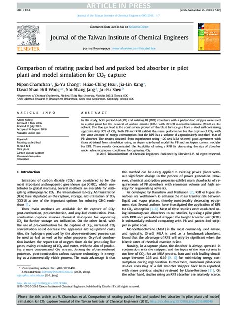 Pdf Comparison Of Rotating Packed Bed And Packed Bed Absorber In