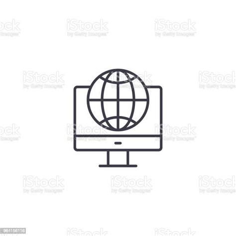 글로벌 네트워크 시스템 선형 아이콘 개념입니다 글로벌 네트워크 시스템 선 벡터 기호 상징 그림 3차원 형태에 대한 스톡 벡터 아트 및 기타 이미지 Istock