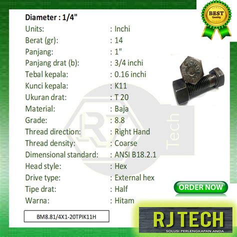Jual Baut Mur Htb X Tpi K Half Drat Hex Bolt Nut Shopee Indonesia
