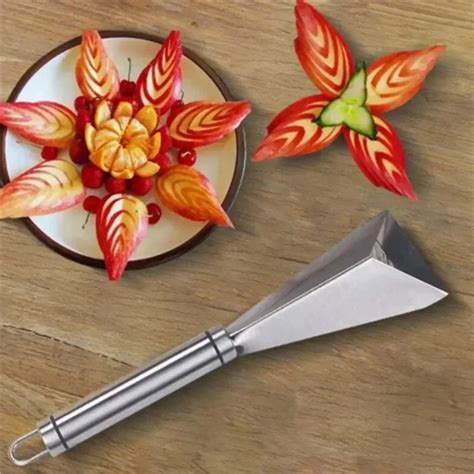 Stainless Steel Triangle Fruit Carving Knife Fruit Platter Artifact