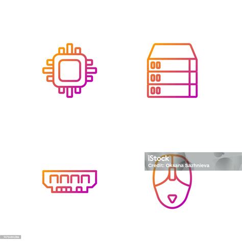 Set Line Computer Mouse Ram Random Access Memory Processor With Cpu And