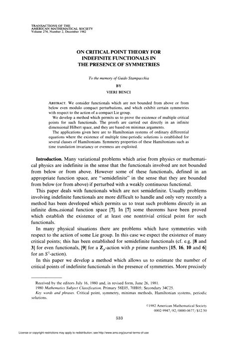 Pdf On Critical Point Theory For Indefinite Functionals In The Presence Of Symmetries