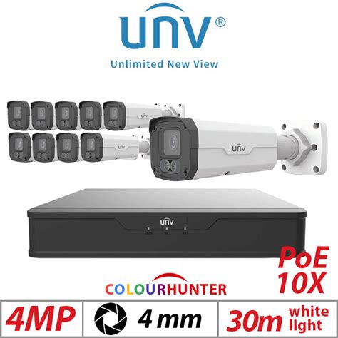 4mp 16ch Uniview Ip Kit 10x Colorhunter 24 7 Colour Dual Illuminators Bullet Network