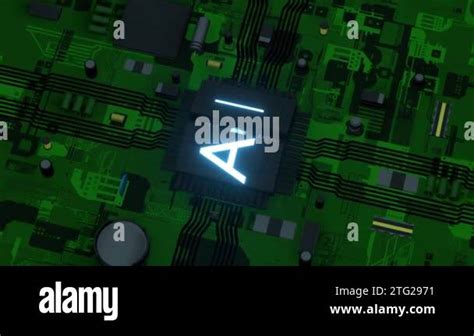 Cpu Motherboard With Artificial Intelligence And Brain Illustration Microchip Circuit On