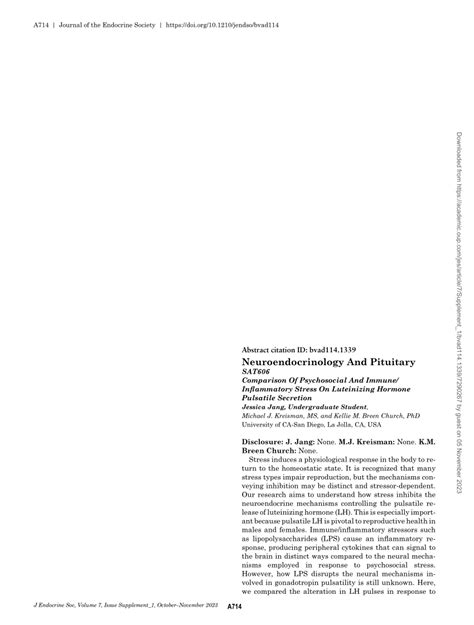 Pdf Sat606 Comparison Of Psychosocial And Immune Inflammatory Stress On Luteinizing Hormone