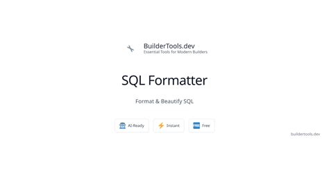 Sql Formatter Free Sql Tool Buildertoolsdev