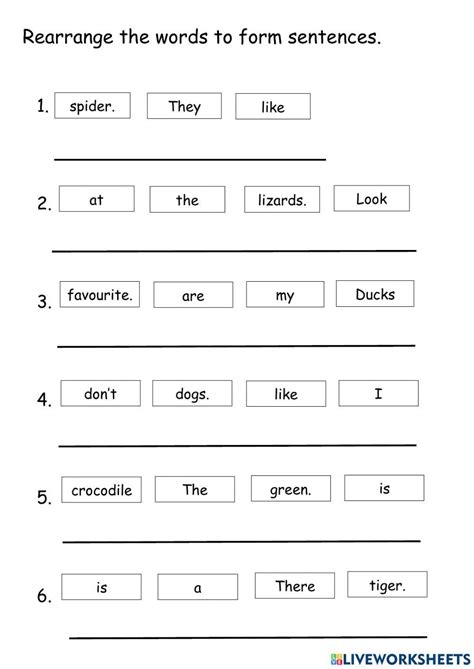 Making A Sentence Worksheet