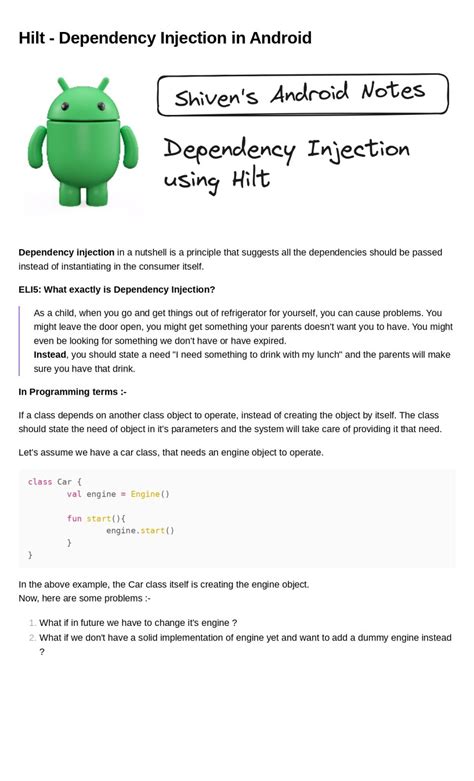 Shiven Saini On Linkedin Android Dependency Hilt Jetpack Notes Learning