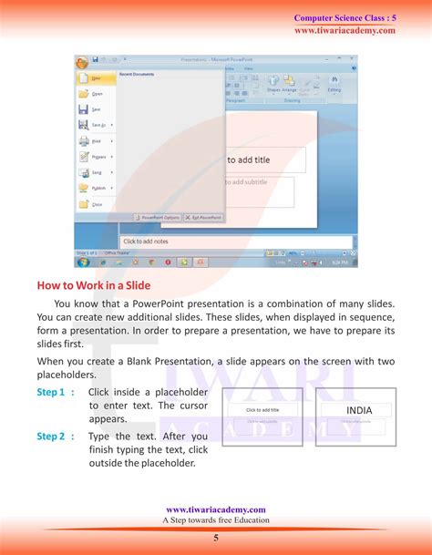 Class 5 Computer Science Chapter 5 Ms Powerpoint