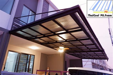 ตัวอย่างงาน ต่อเติมหลังคากันสาดโรงจอดรถ ขนาดกว้าง 5 50 เมตร ยาว 3 30 เมตร พื้นที่ 18 ตารางเมตร