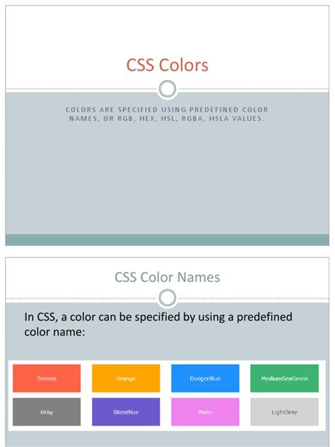 Css Colors Colors Are Specified Using Predefined Color Names Or Rgb