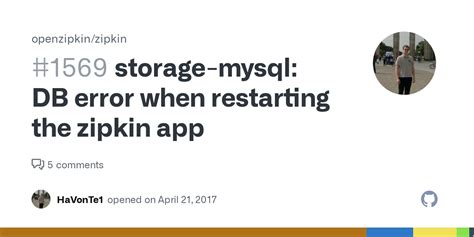 Storage Mysql DB Error When Restarting The Zipkin App Issue Openzipkin Zipkin GitHub