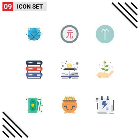 Flat Color Pack Of 9 Universal Symbols Of Data Symbols Coin Symbolism
