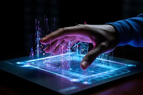Premium Ai Image Holographic Visual Data Manipulation By Hand