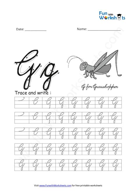 Cursive Handwriting Practice Capital Letter G Free Printable Worksheets Library