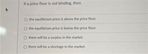 Solved If A Price Floor Is Not Binding Thenthe Equilibrium