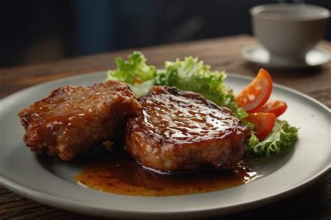 Premium Photo Gourmet Glazed Pork Belly Dish