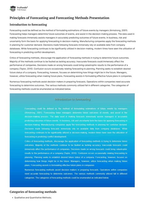 Solution Principles Of Forecasting And Forecasting Methods 1447 Words