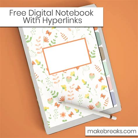 Floral Pattern Free Digital Notebook With Hyperlinks For Goodnotes Other PDF Readers Make