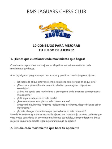 10 Consejos Para Mejorar En Ajedrez Pdf Estrategia De Ajedrez Ajedrez