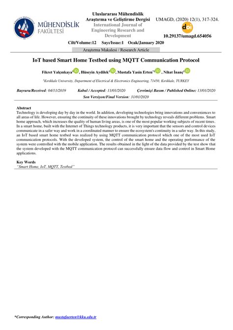 Pdf Iot Based Smart Home Testbed Using Mqtt Communication Protocol