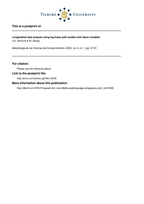 Pdf Longitudinal Data Analysis Using Log Linear Path Models With Latent Variables