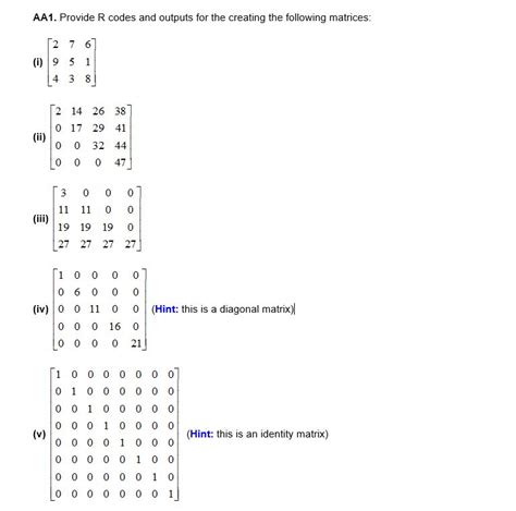 Solved AA Provide R Codes And Outputs For The Creating Chegg