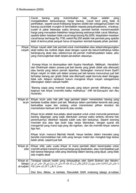 Muamalat Tutorial Answer Khiyar Pdf