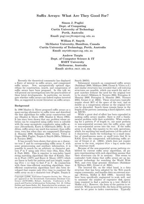 Pdf Suffix Arrays What Are They Good For