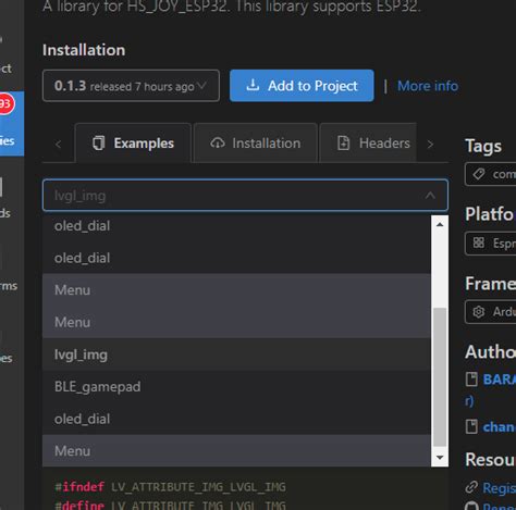 Pio Home The Library Example Drop Down Is Buggy Platformio Ide
