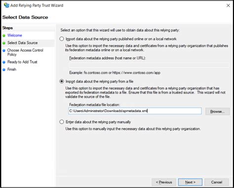 Configuring Relying Party Trust In Adfs Server Product Documentation