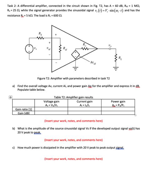 Solved Task A Differential Amplifier Connected In The Chegg