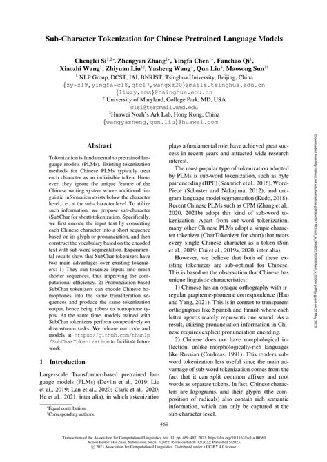 Pdf Sub Character Tokenization For Chinese Pretrained Language Models