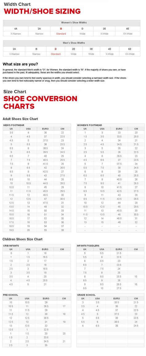 Newbalance Shoe Size Chart Educational Printable Activities